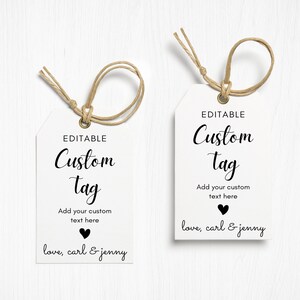 Printable Custom Tag Template, Printable Thank You Tag Template, Favor ...