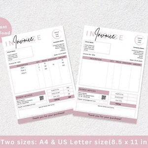 Blossom Invoice Template With QR Code Receipt Template Invoice Forms ...