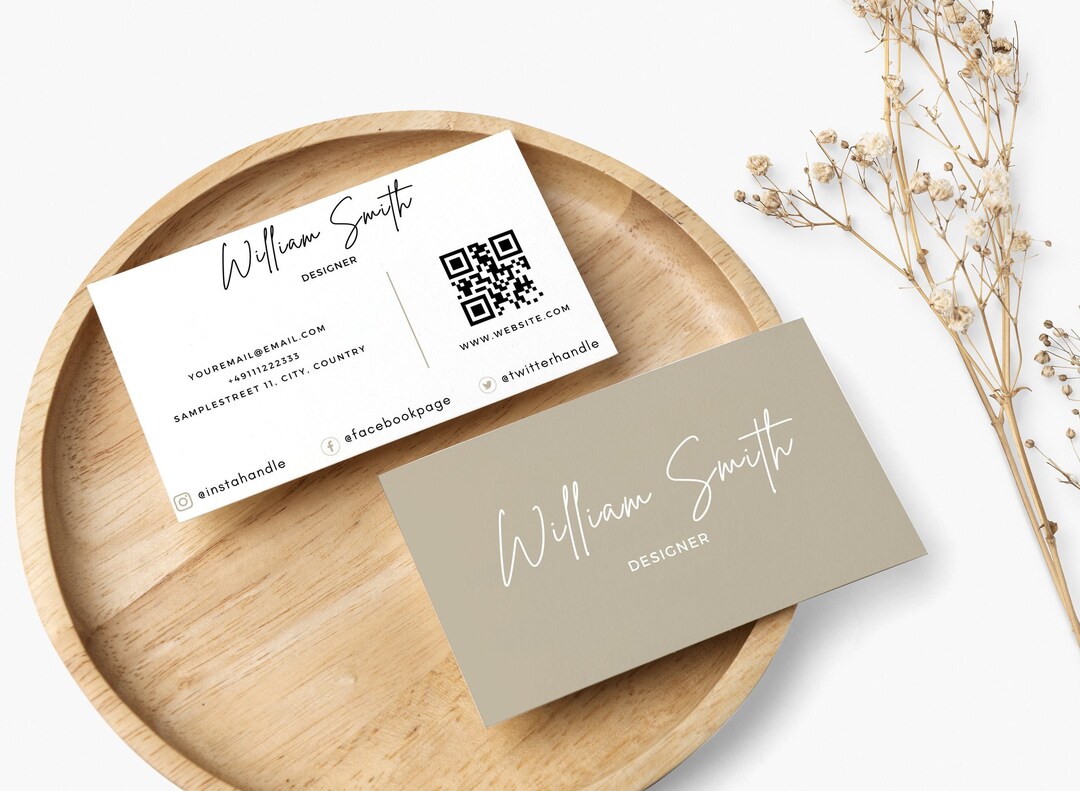 QR Code Business Card Template, Instant Download, Trending Printable ...