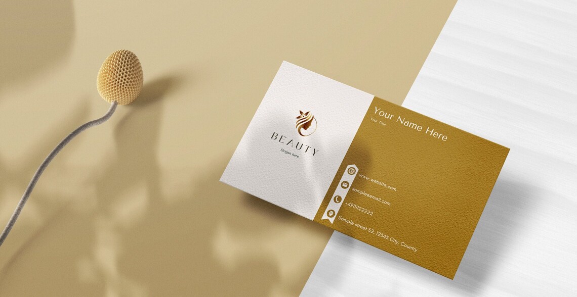 Beauty Saloon Golden Business Card Template, Instant Download, Trending ...