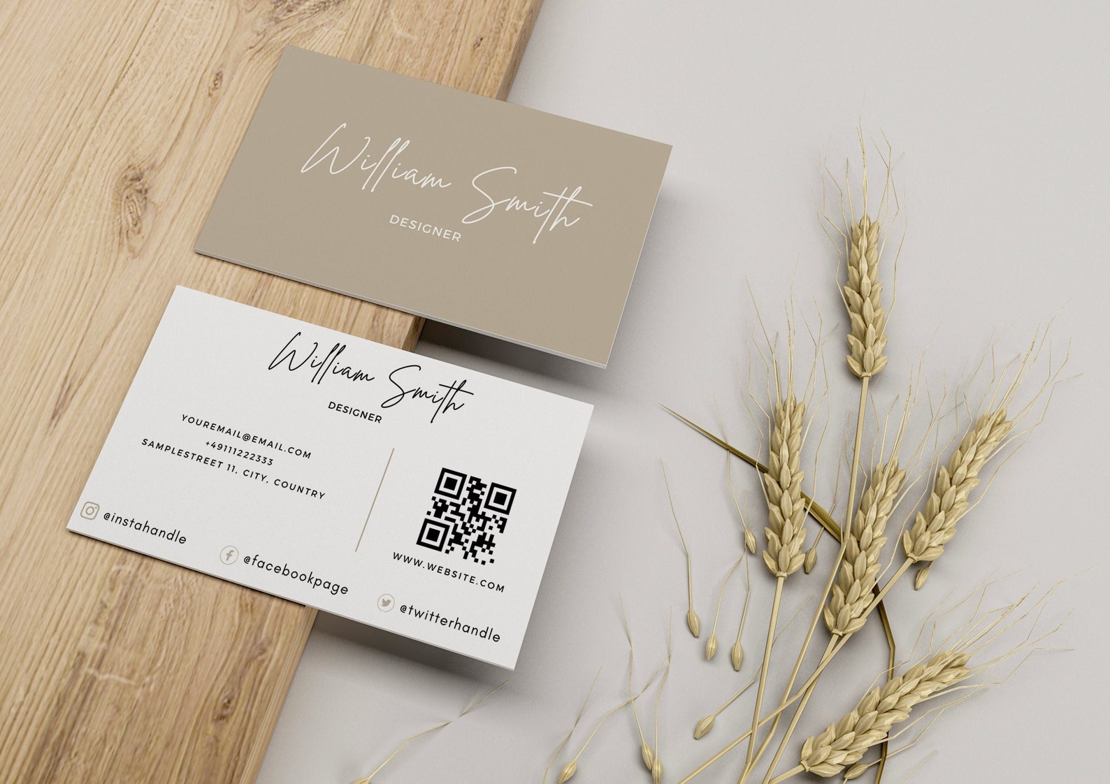 QR Code Business Card Template, Instant Download, Trending Printable ...