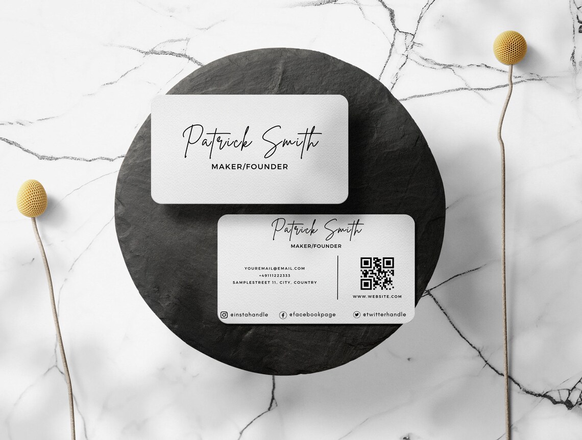 Simple QR Code Business Card Template Instant Download - Etsy