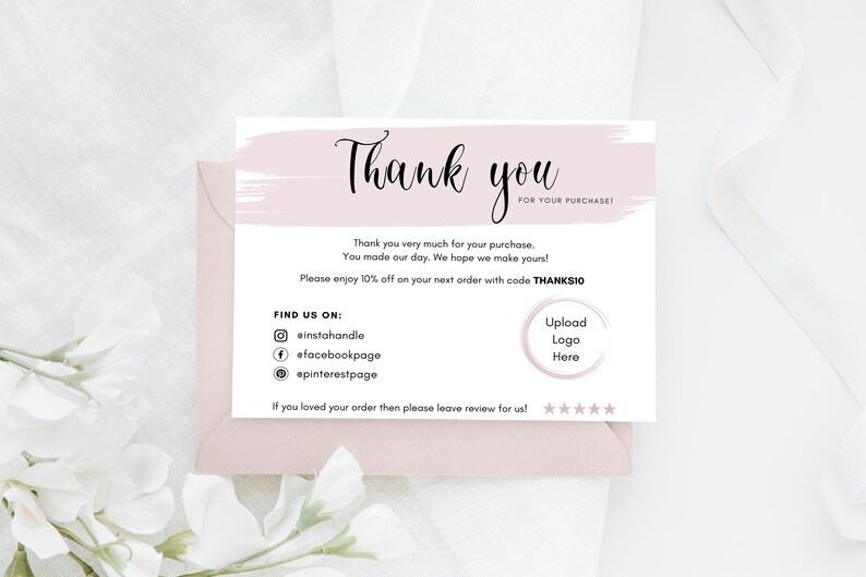 Thank You Card Template, Editable Thank You Card for Order Packaging ...