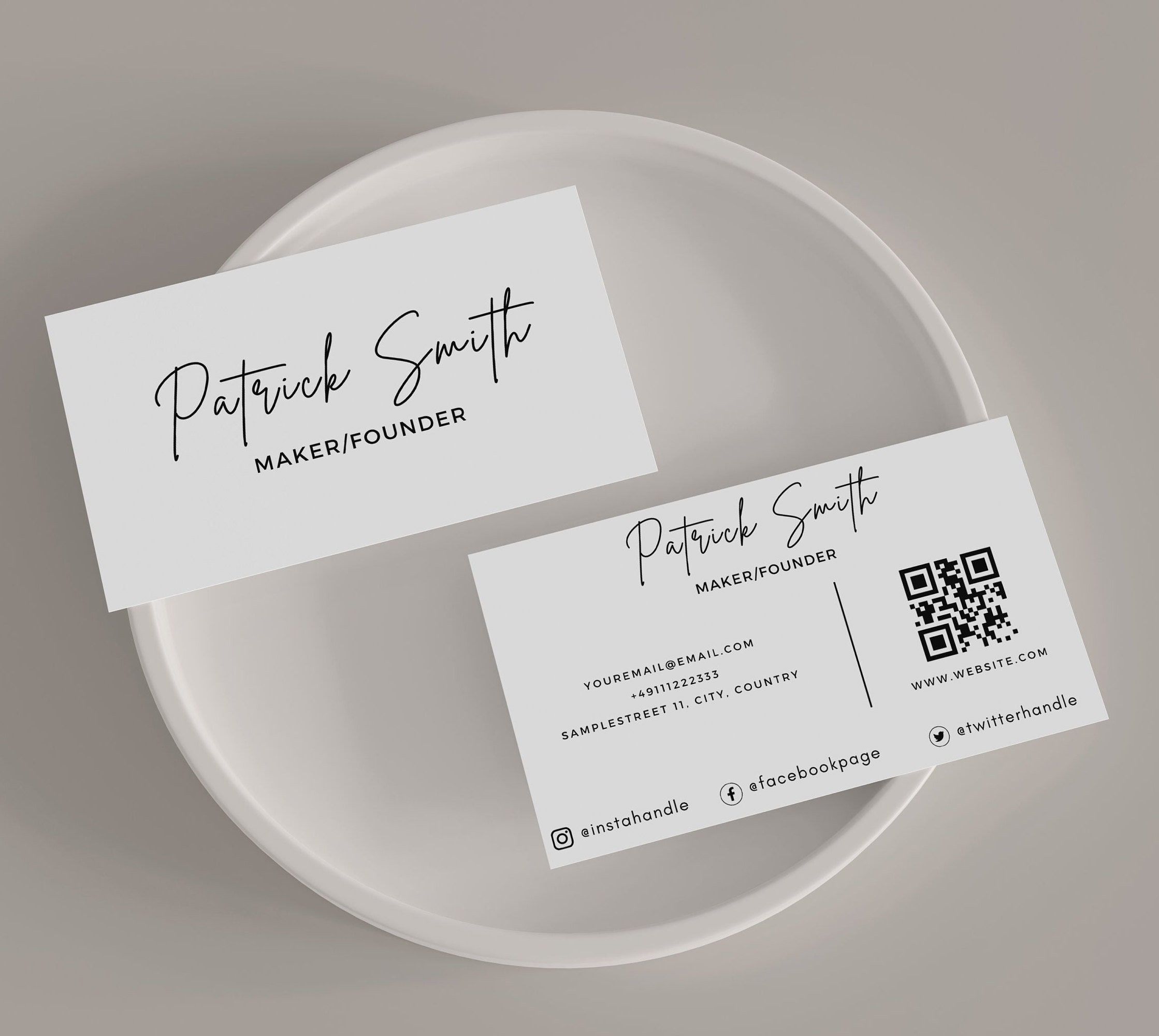 Simple QR Code Business Card Template Instant Download - Etsy