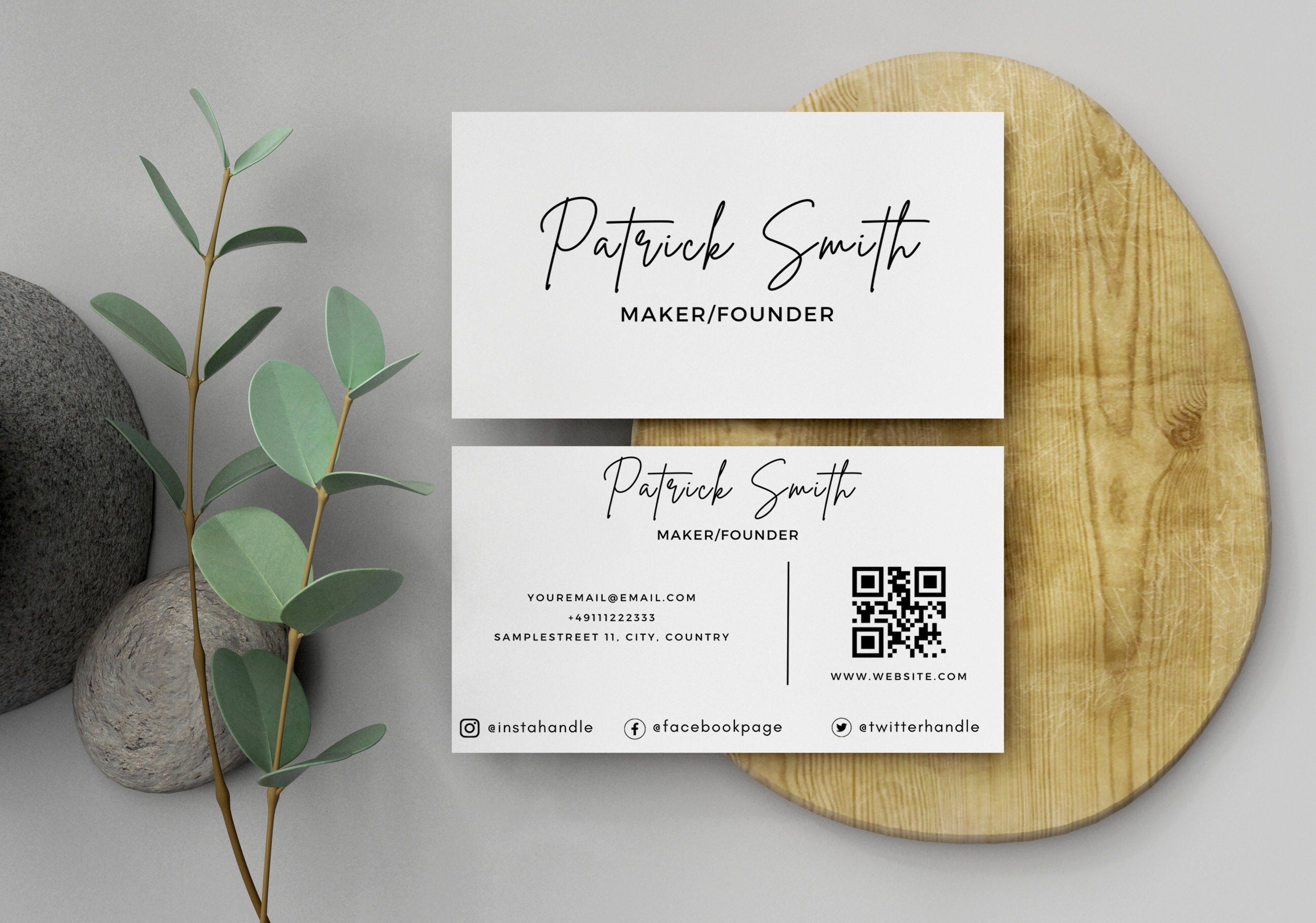 Simple QR Code Business Card Template Instant Download - Etsy