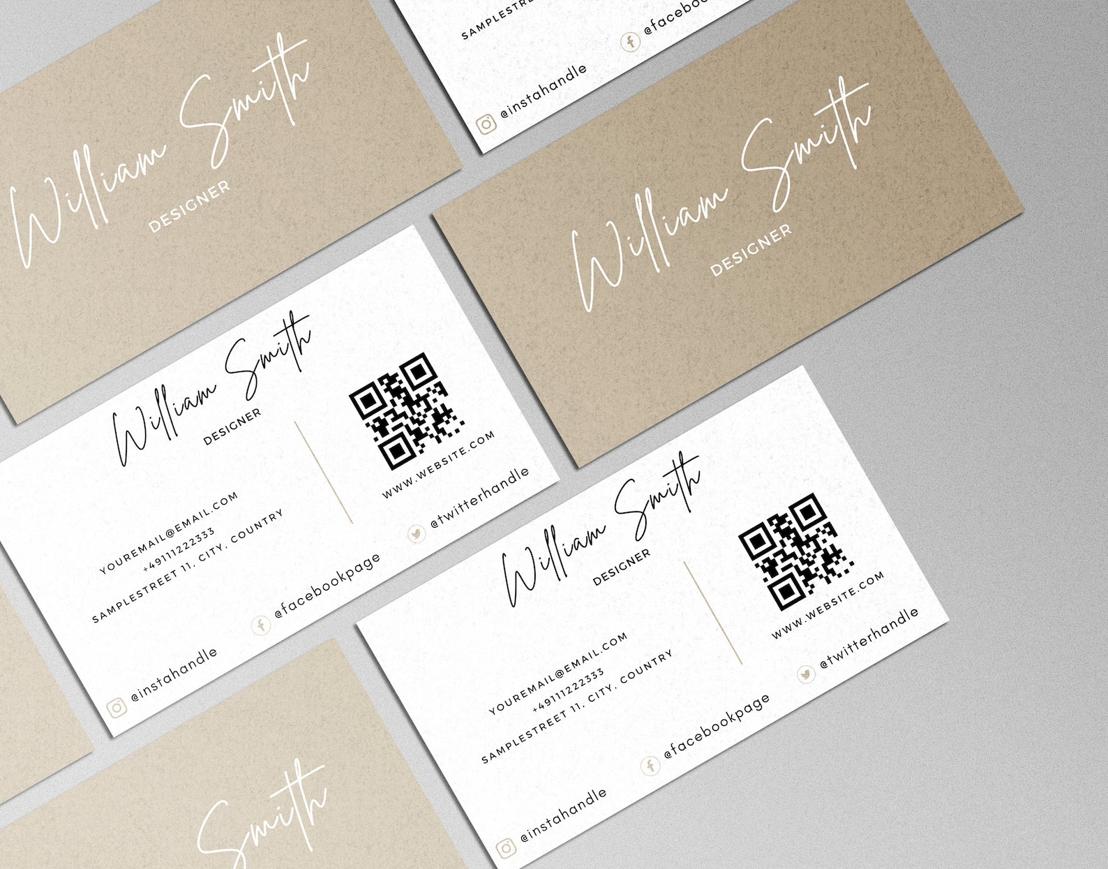QR Code Business Card Template, Instant Download, Trending Printable ...