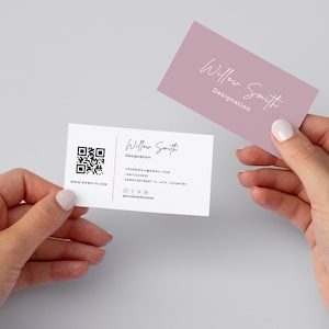 Blossom Business Card Template With QR Code, Instant Digital Download ...