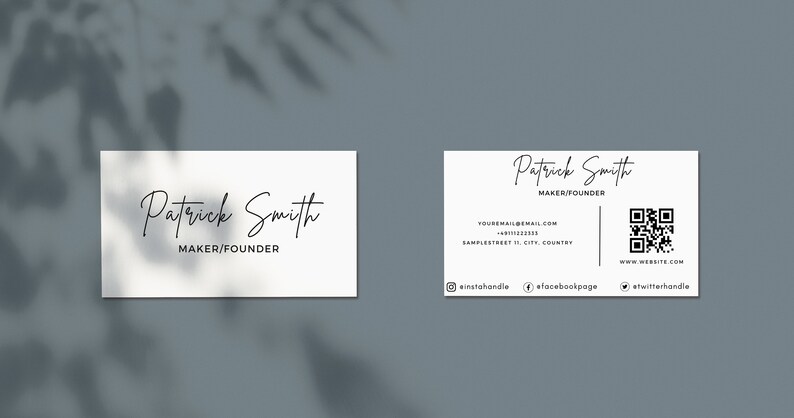 Simple QR Code Business Card Template Instant Download - Etsy