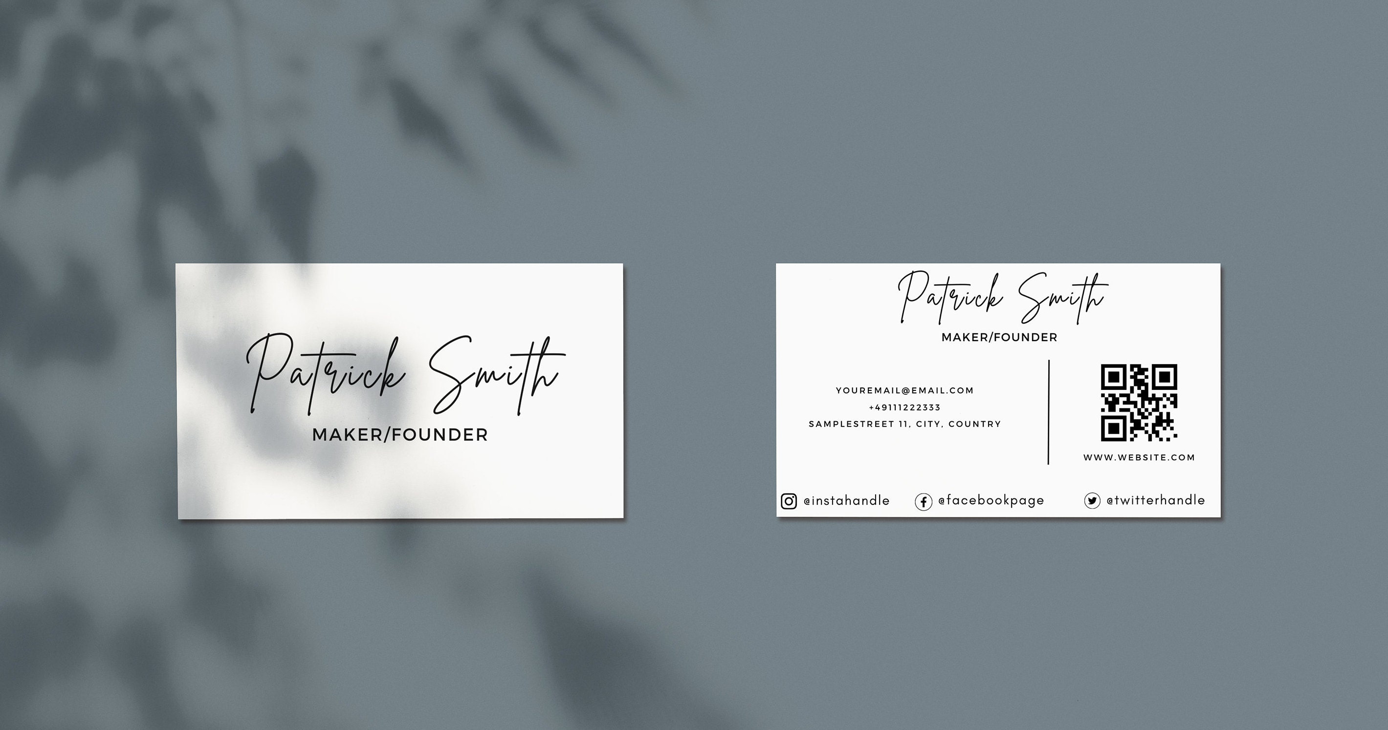 Simple QR Code Business Card Template Instant Download - Etsy