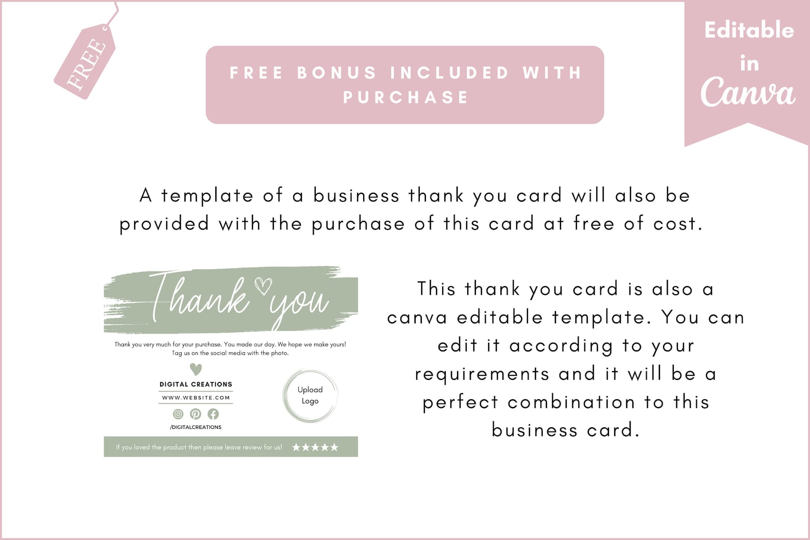 Blossom Business Card Template With QR Code, Instant Digital Download ...