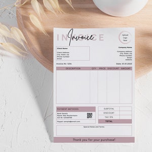 Blossom Invoice Template With QR Code Receipt Template Invoice Forms ...