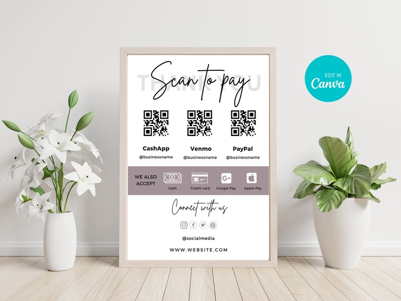 Scan to Pay Template, QR Code Template, Cashapp Scan and Pay, Venmo ...
