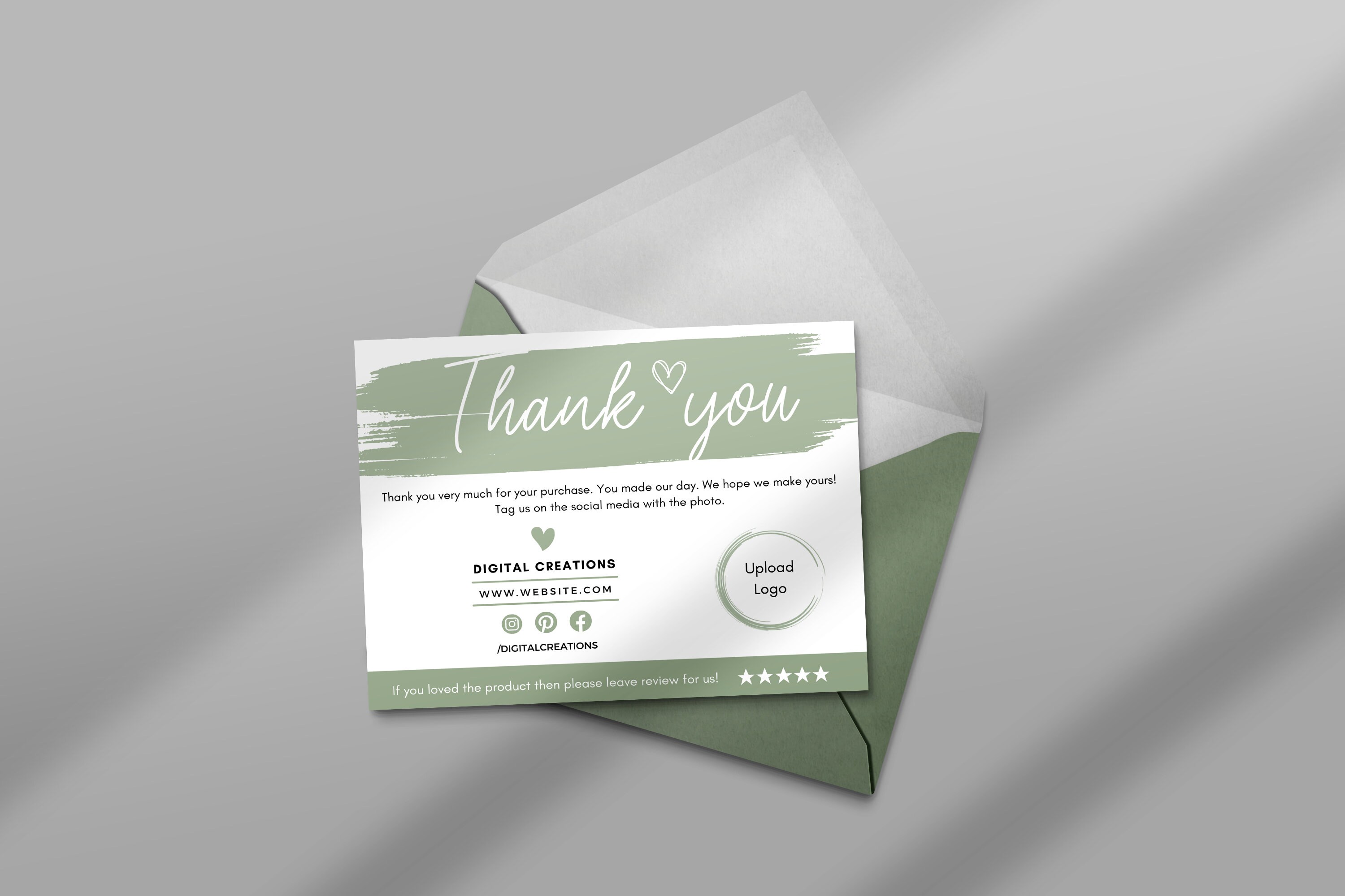 Business Thank You Card Template, Editable Thank You Card for Order ...