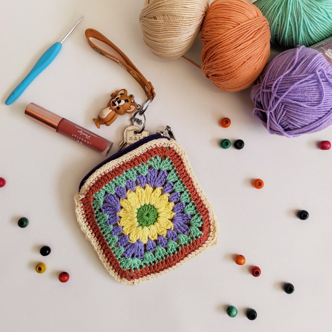 Granny Square Coin Purse, Granny Square Purse, Crochet Coin Purse, Gift ...