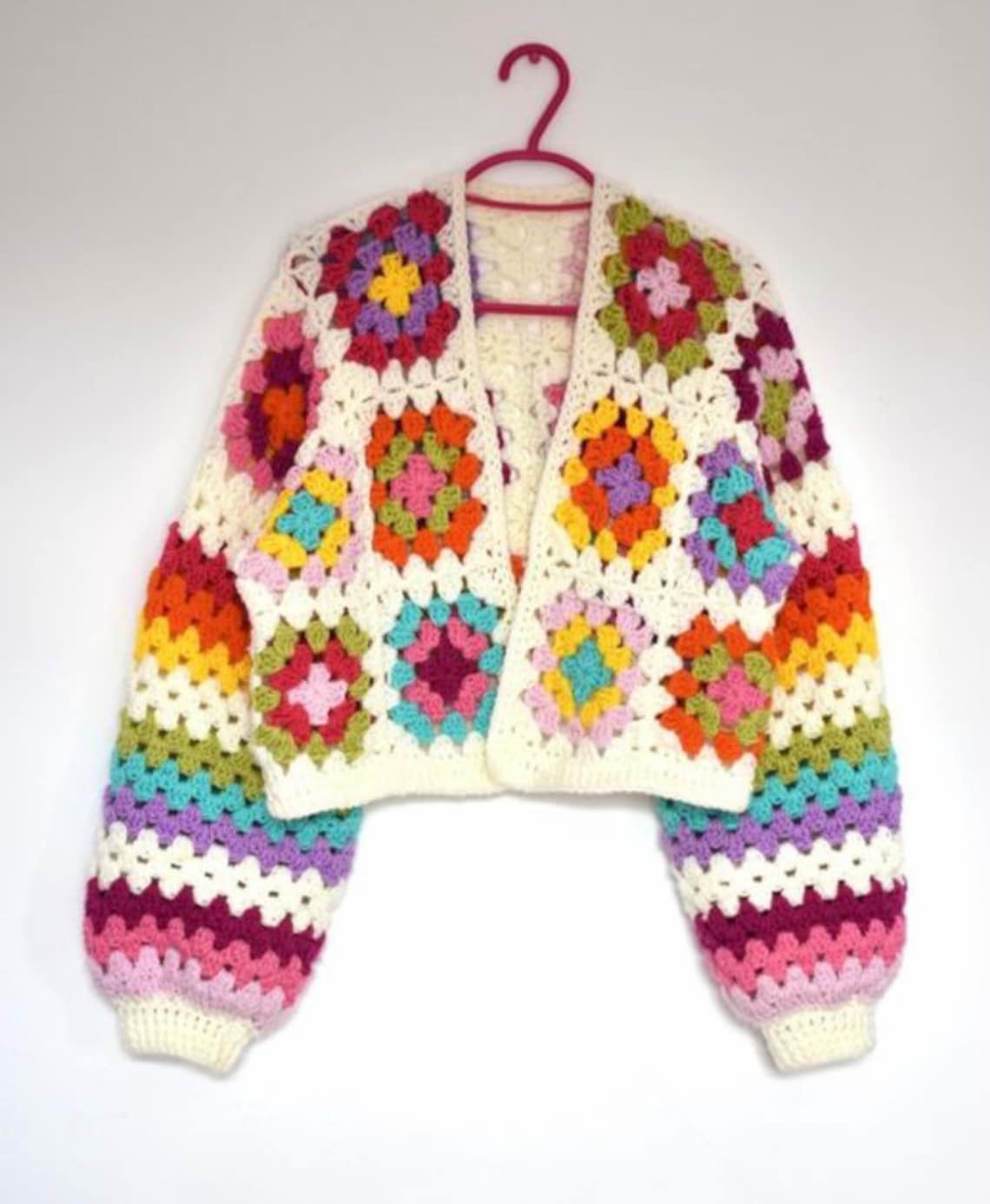 Colorful Granny Cardigan, Square Cardigan, Bohemian Cardigan, Vintage ...