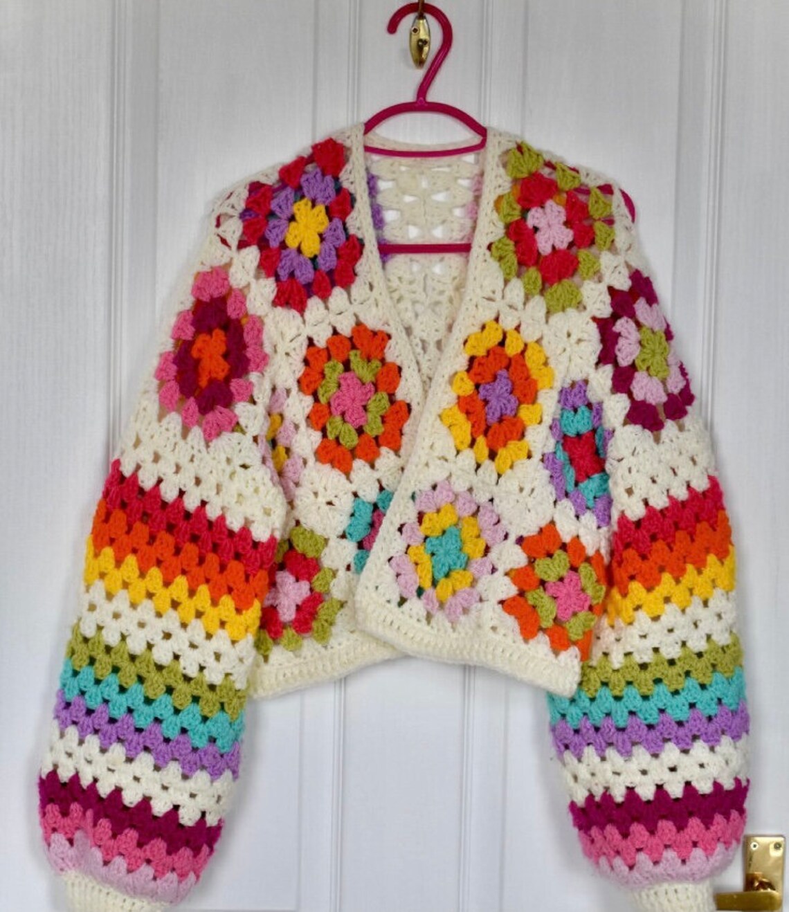 Colorful Granny Cardigan, Square Cardigan, Bohemian Cardigan, Vintage ...