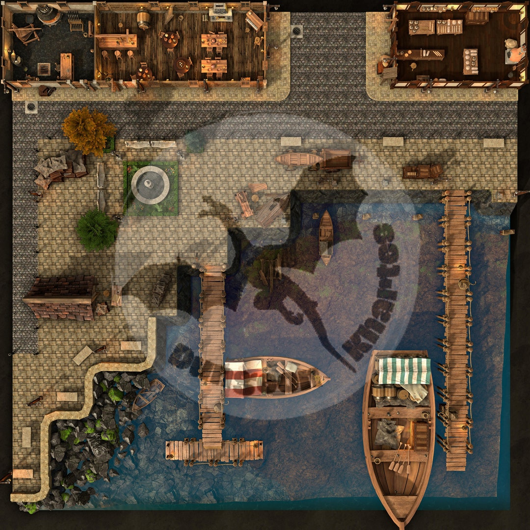 The Town Port Map / Battlemap for Dnd Pathfinder RPG FRP - Etsy
