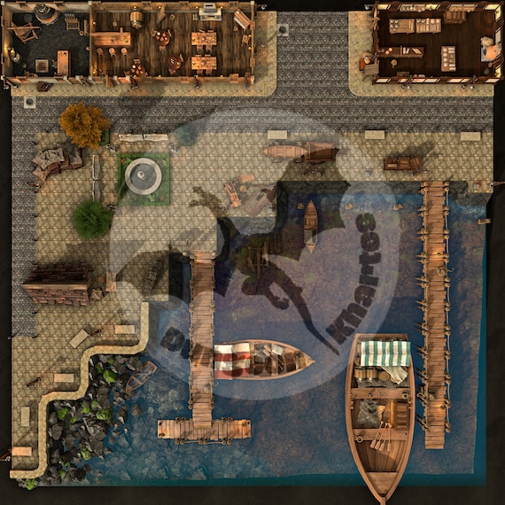 The Town Port Map / Battlemap for Dnd Pathfinder RPG FRP - Etsy Canada