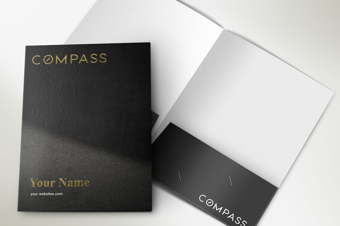 Compass Custom Luxury Presentation Folder Printing With Embossed FOIL ...