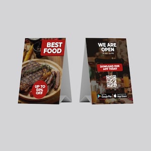 Printed Restaurant MENU | Table Tent Card | Food Label | Custom Tent ...