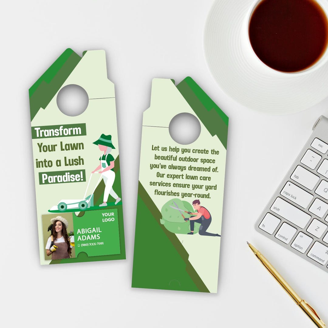 Lawn Care Door Hangers | Customizable Yard Service Tags | Lawn ...