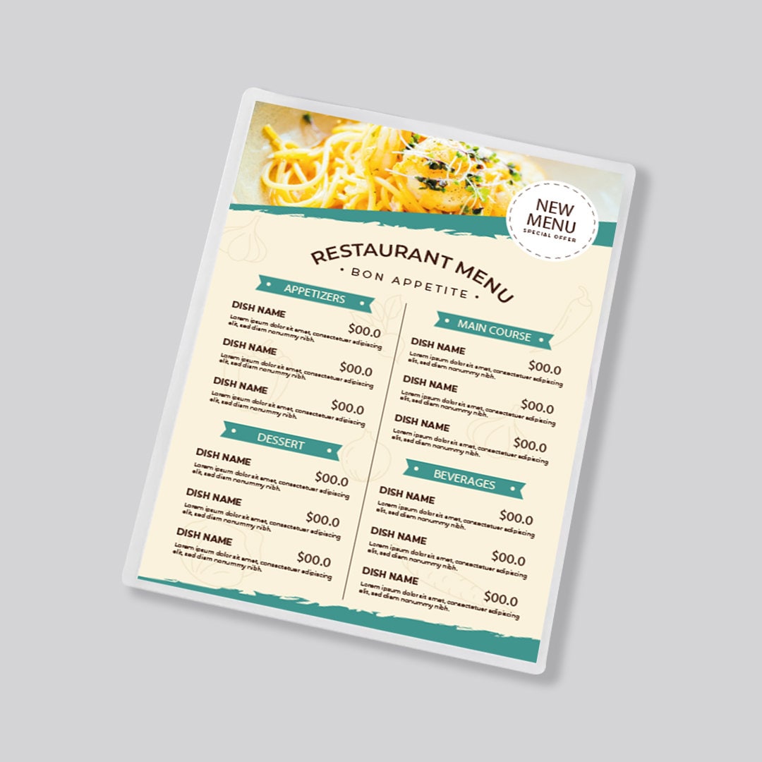 Custom Restaurant Menus Laminated | Encapsulated MENU | Printed ...