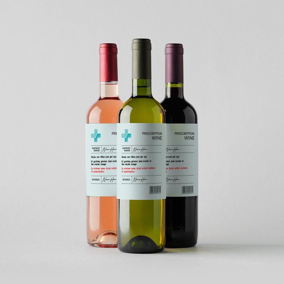 Personalized Prescription Wine Label Label Vinyl Sticker Funny Novelty ...