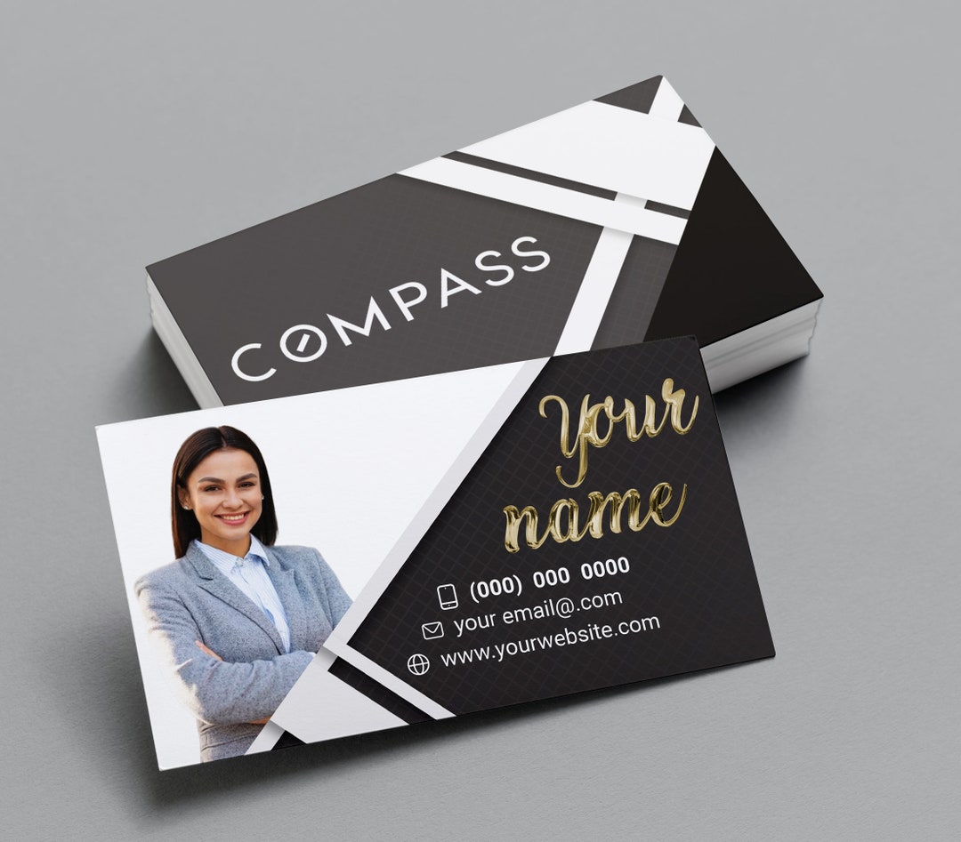 Compass Luxury Business Cards Printing With Embossed FOIL | Real Estate ...