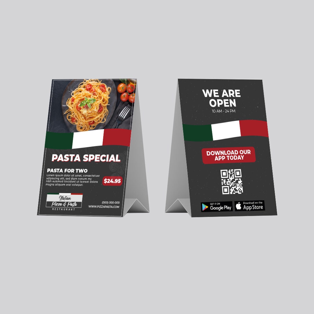 Printed Restaurant MENU Table Tent Card Food Label - Etsy
