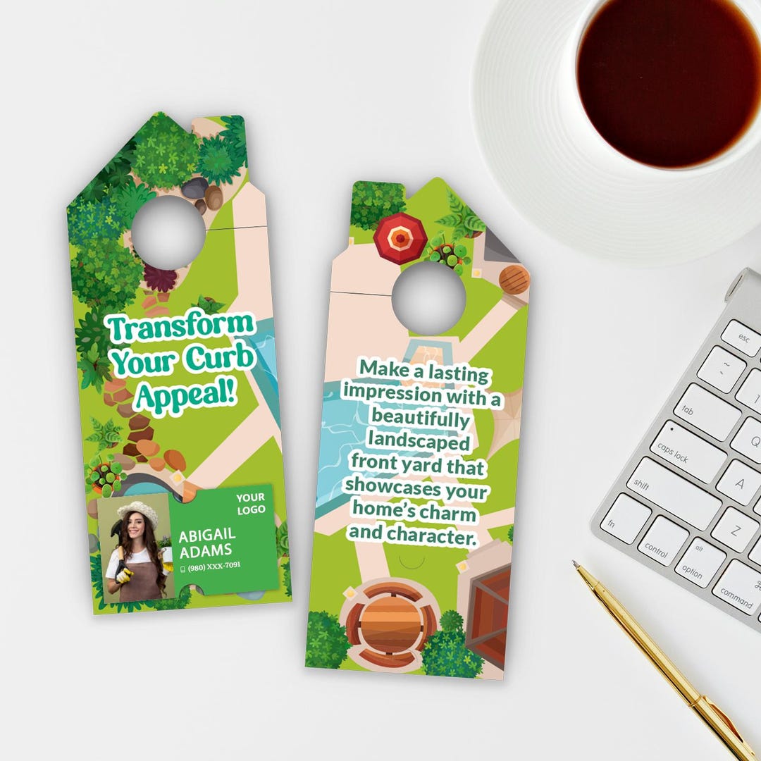 Landscape Services Door Hangers | Customizable Yard Service Tags ...