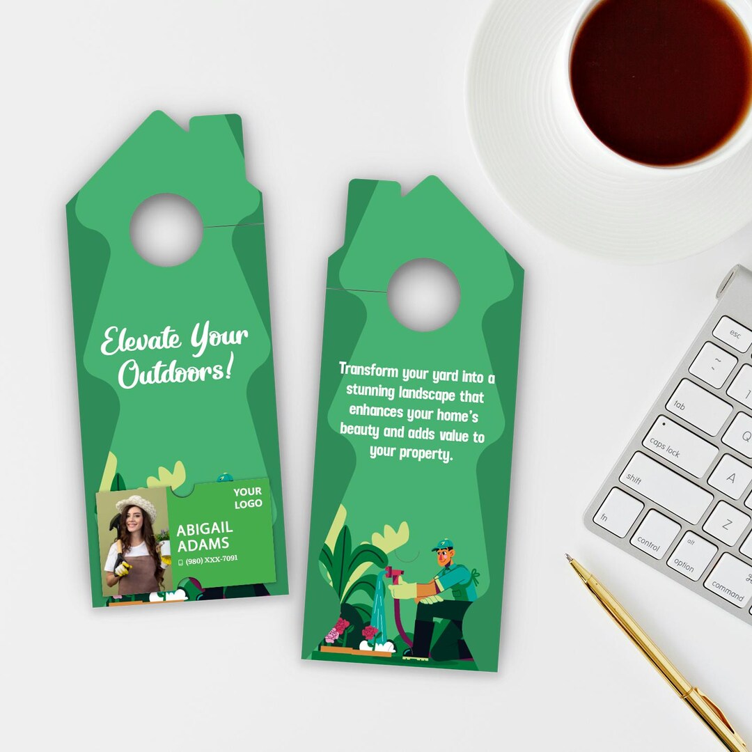 Landscape Services Door Hangers | Customizable Yard Service Tags ...