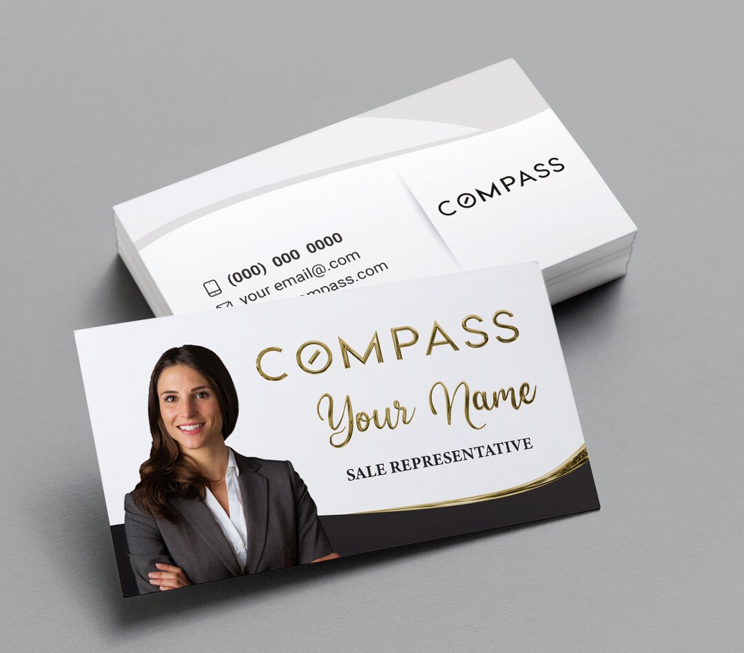 Compass Luxury Business Cards Printing With Embossed FOIL | Real Estate ...