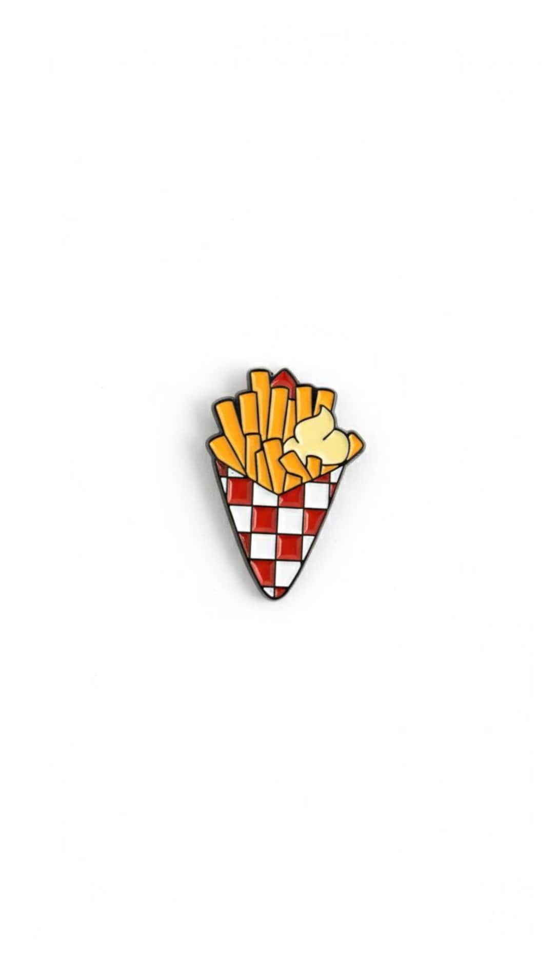 French Fries Enamel Pin – Cute Cone With Mayo, Durable Metal Lapel Pin ...