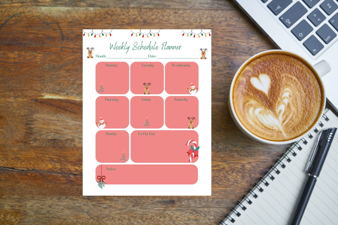 Printable Weekly Schedule Planner, Winter Weekly Planner, Weekly ...