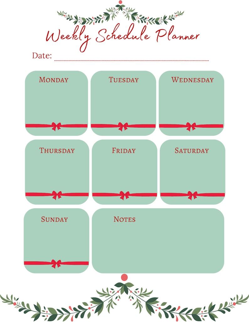 Printable Weekly Schedule Planner, Winter Weekly Planner, Weekly ...