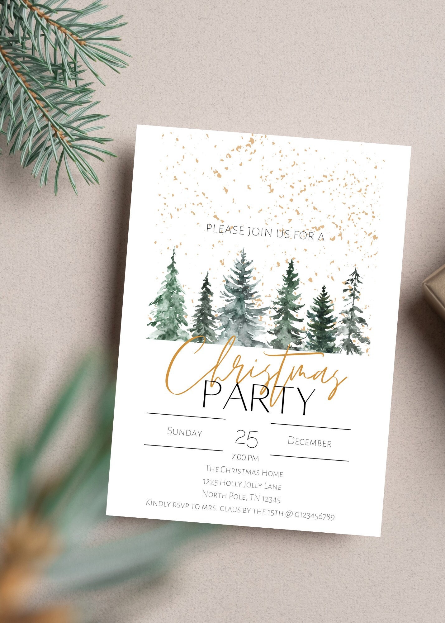 Printable Christmas Party Invitation, Editable Christmas Party ...