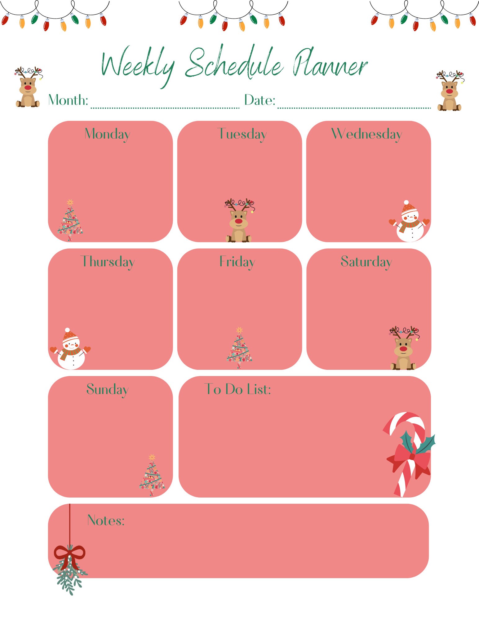 Printable Weekly Schedule Planner, Winter Weekly Planner, Weekly ...
