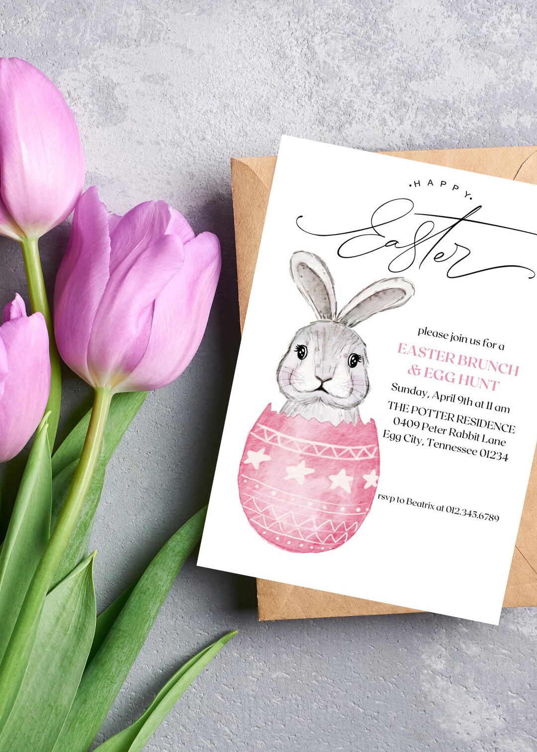 Printable and Editable Easter Invitation Canva Easter - Etsy