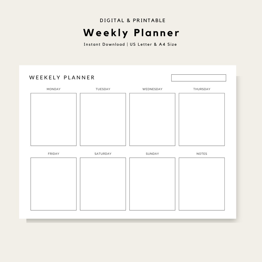 Minimalist Weekly Planner Template Simple Weekly Planner - Etsy