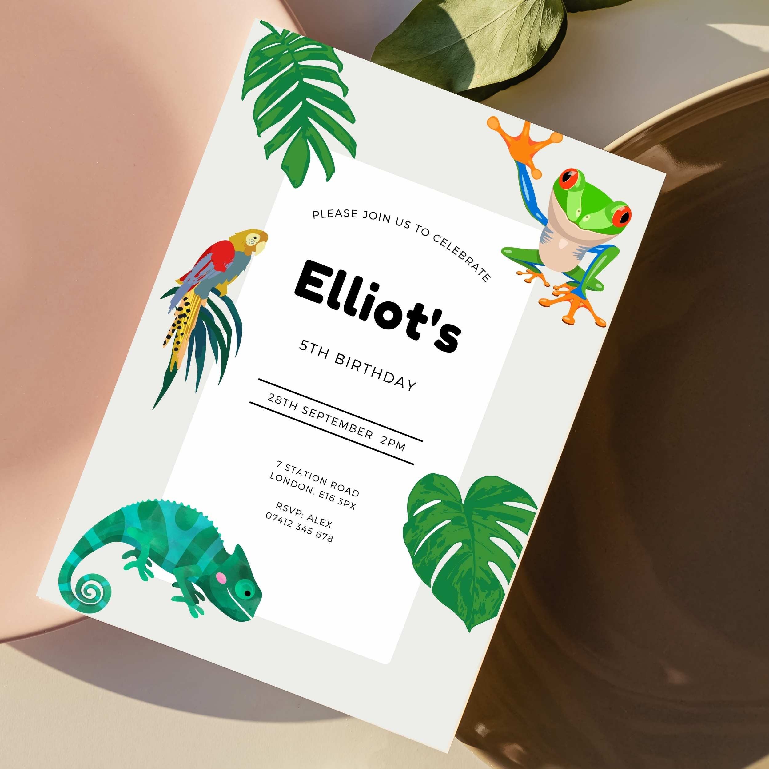 Rainforest Birthday Invitation Template Frog Digital Birthday - Etsy UK