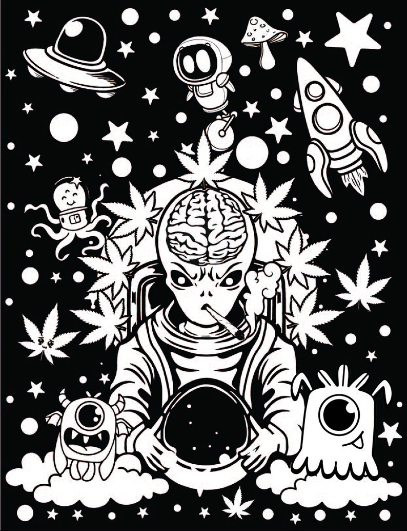 Instant Download Adult Coloring Pages. Psychedelic, 420, Skulls. - Etsy