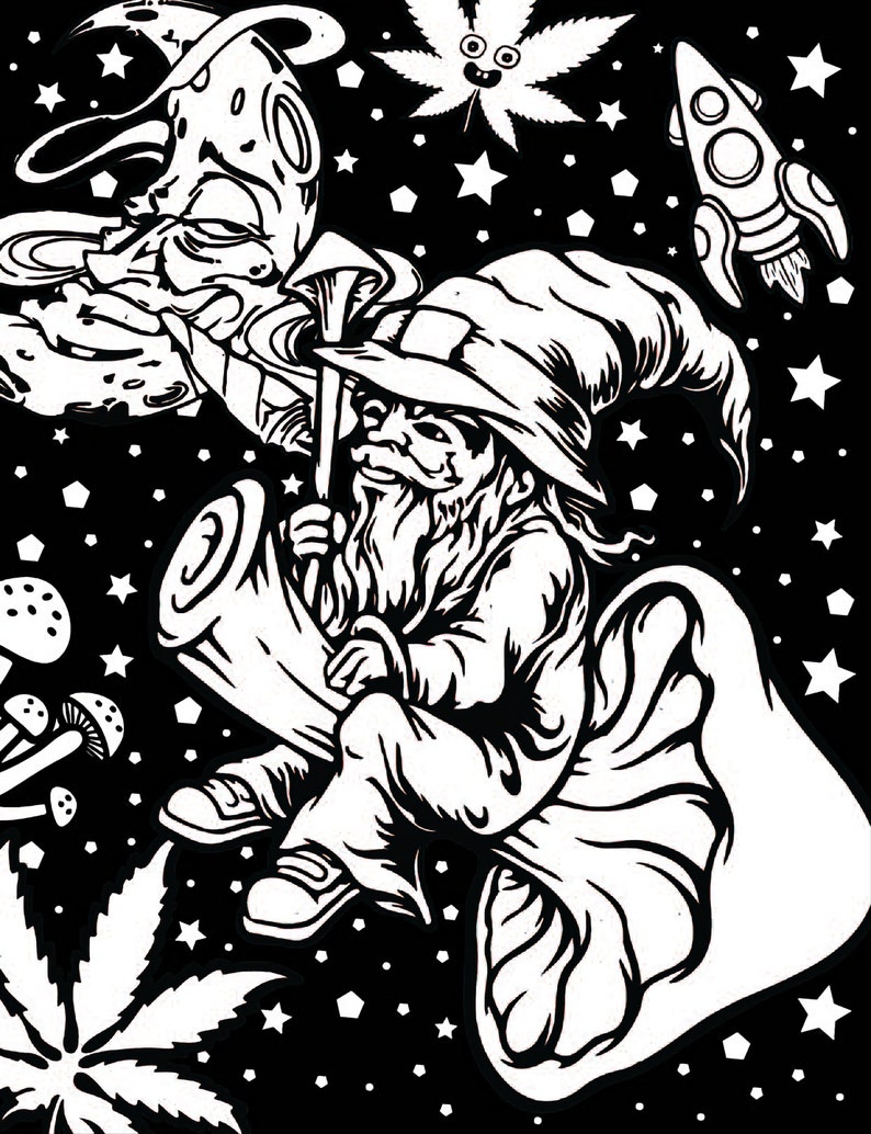 Instant Download Adult Coloring Pages. Psychedelic, 420, Skulls. - Etsy