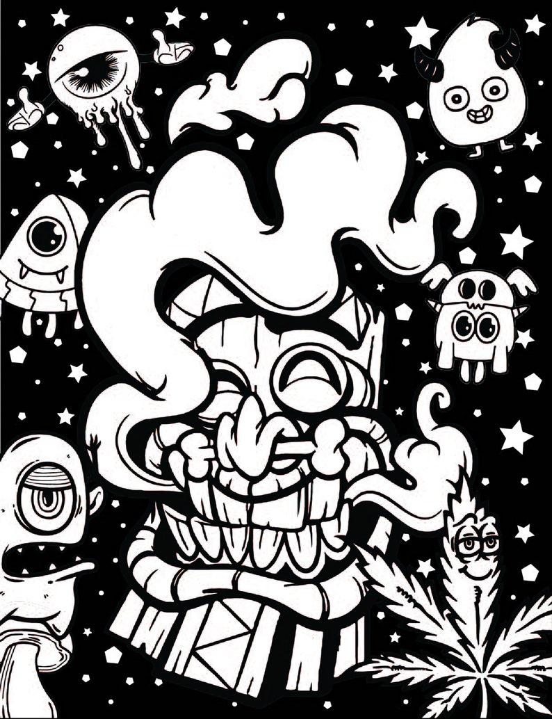 Instant Download Adult Coloring Pages. Psychedelic, 420, Skulls. - Etsy ...