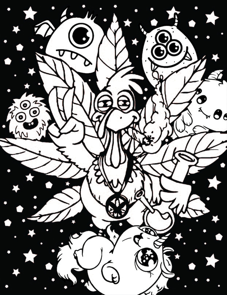 Instant Download Adult Coloring Pages. Psychedelic, 420, Skulls. - Etsy