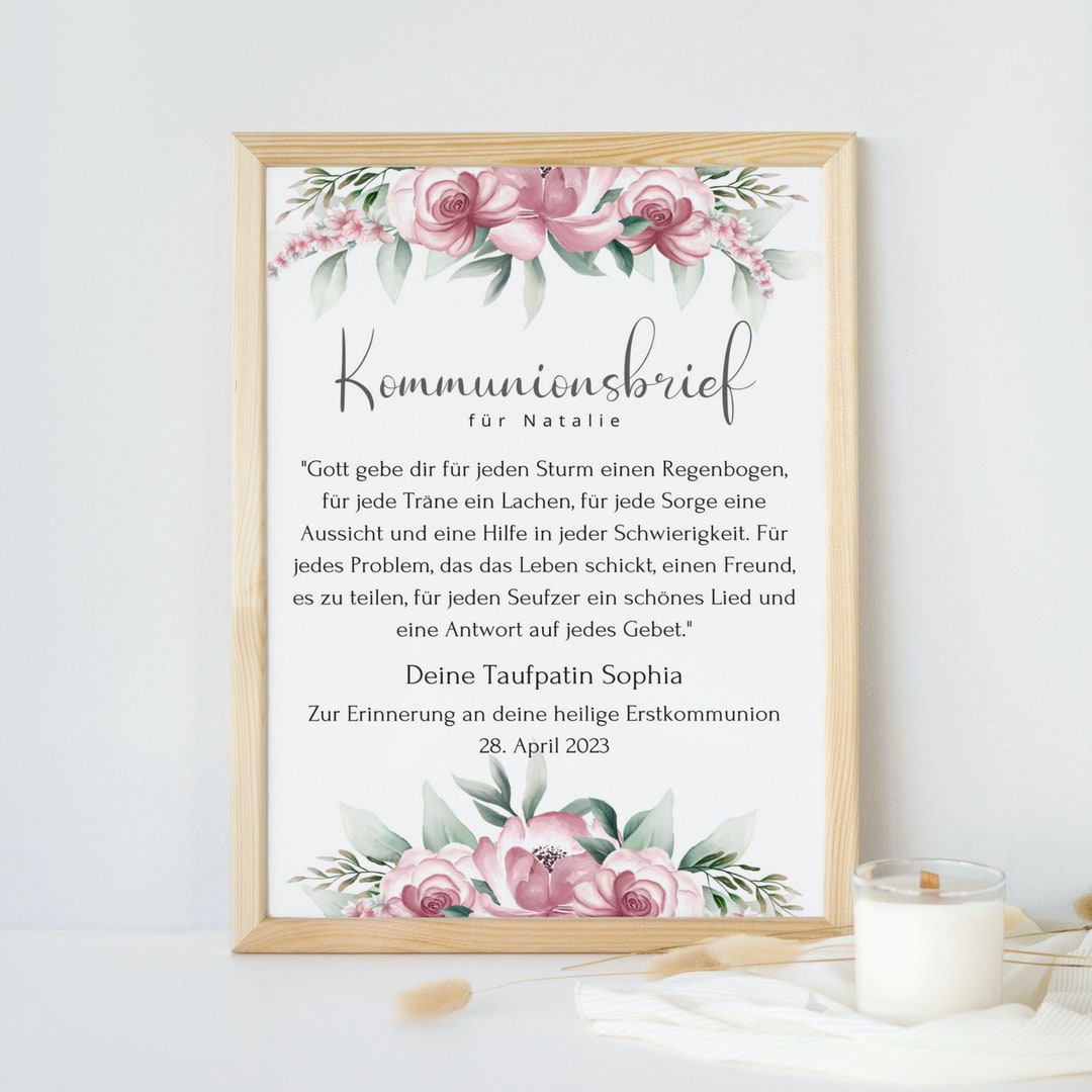 Communion Letter for Godchild Communion Gift Godchild Communion Poster ...