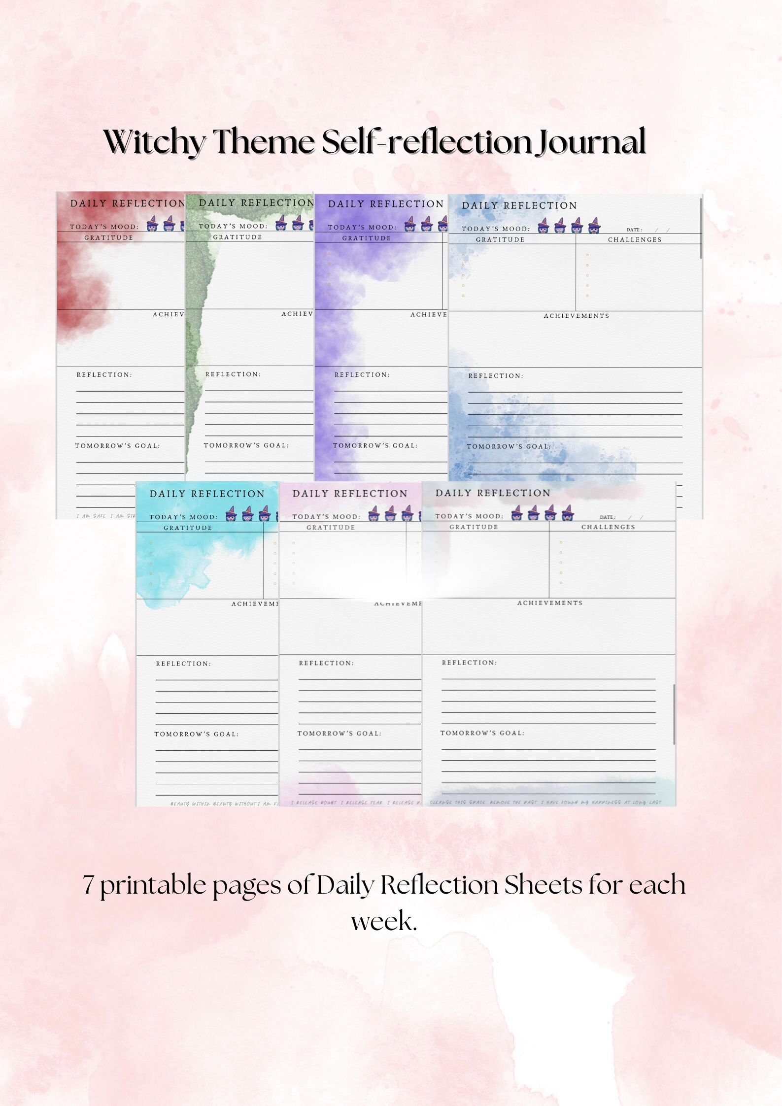 Instant Download Printable Daily Reflection Journal Weekly Reflection Monthly Reflection Self ...