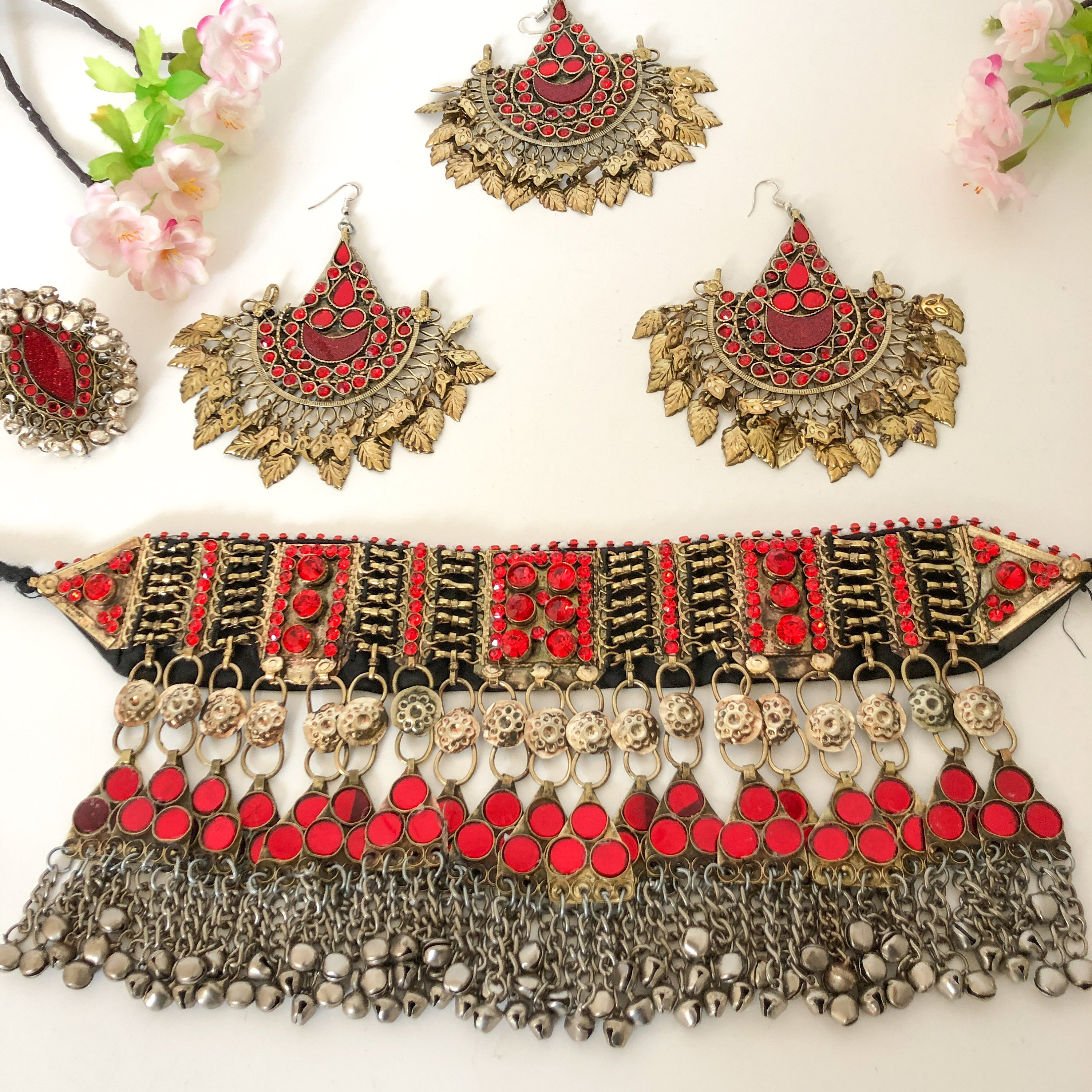 Afghani Kuchi Bridal Wedding Jewelry Set, Afghani Choker Sets. Afghan ...