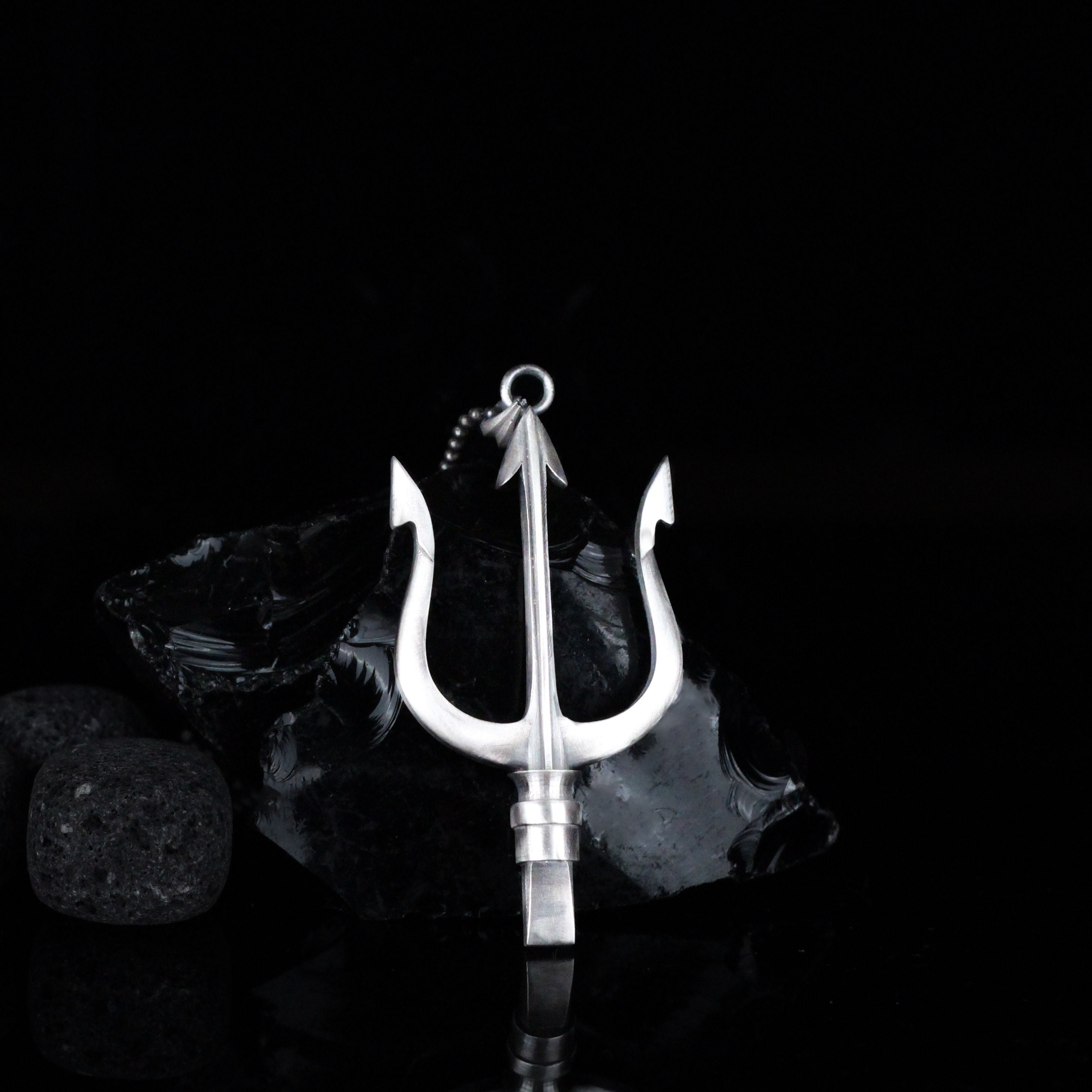 925K Silver Poseidon Trident Necklace for Men Gothic Necklace - Etsy