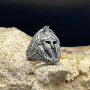 Ancient Greek Warrior Ring, Medieval Helmet Ring, Silver Signet Ring ...