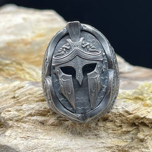 Ancient Greek Warrior Ring, Medieval Helmet Ring, Silver Signet Ring ...